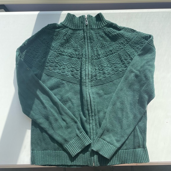 Christopher & Banks | Sweaters | Knit Boho Earthtone Green Zipup ...